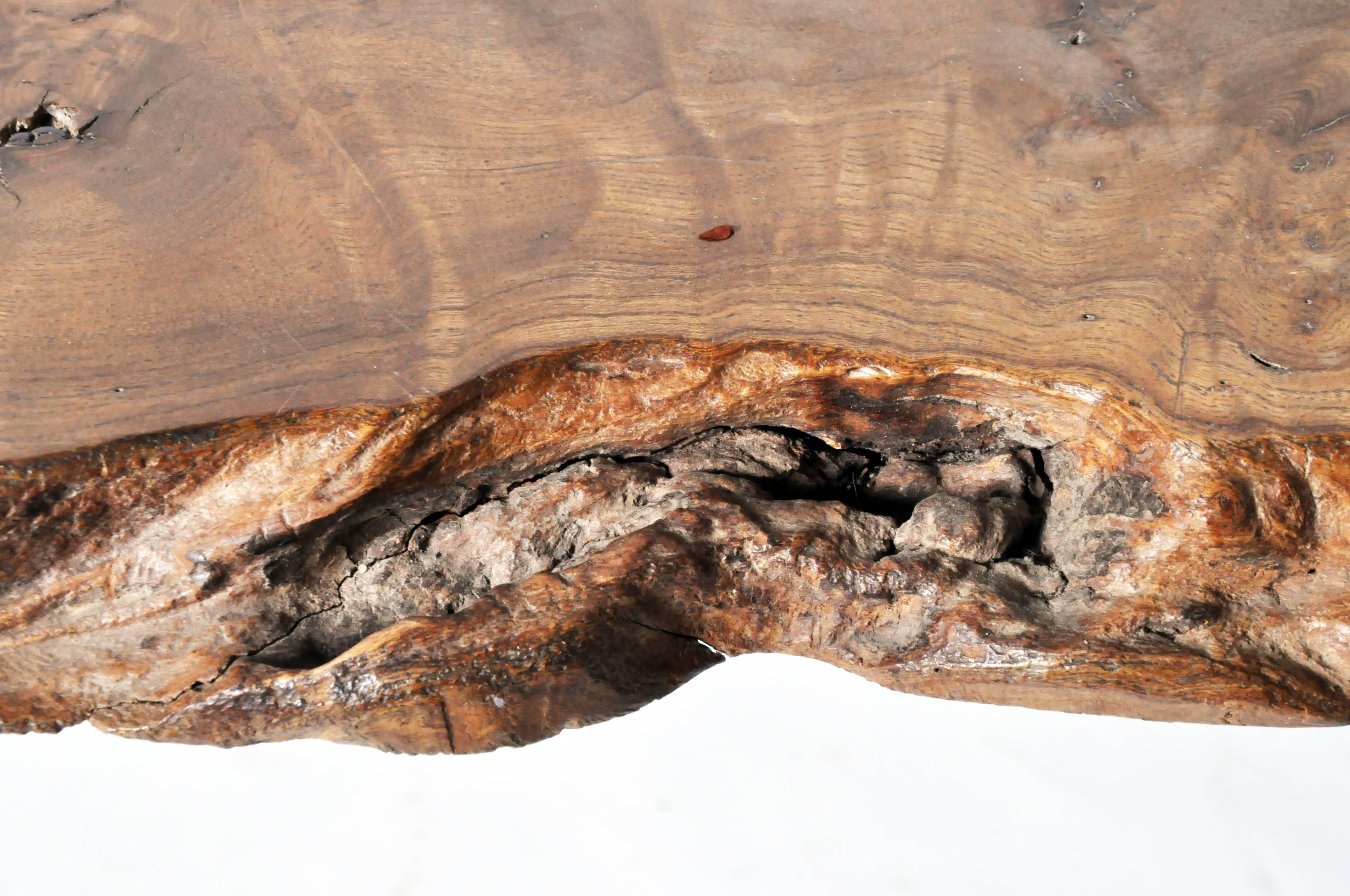 Reclaimed Walnut Slab Side Table For Sale at 1stDibs