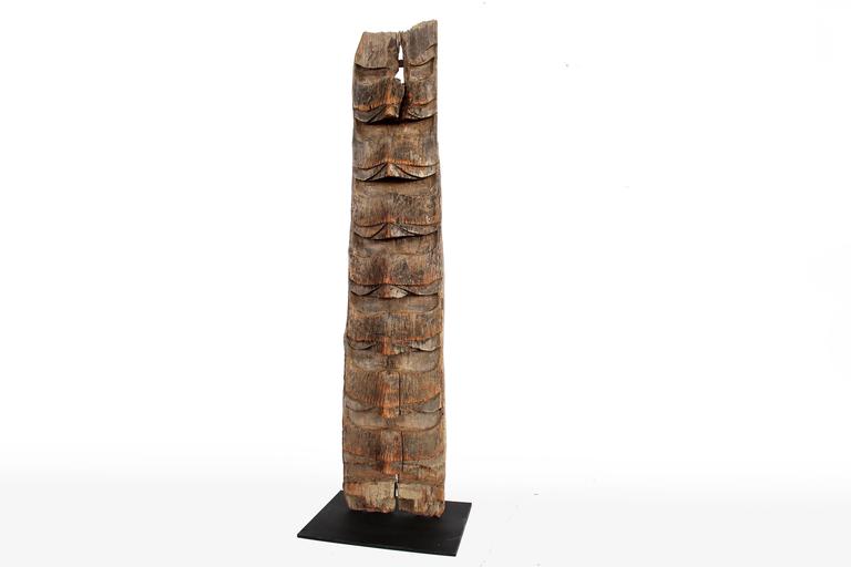 Monumental Morung Carving with Seven Mithun Head Decoration at 1stDibs