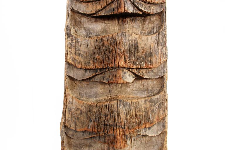 Monumental Morung Carving with Seven Mithun Head Decoration at 1stDibs