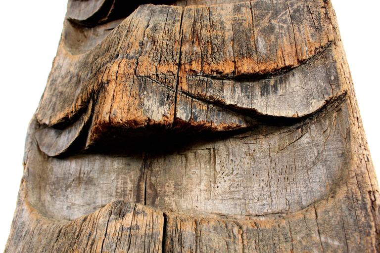 Monumental Morung Carving with Seven Mithun Head Decoration at 1stDibs