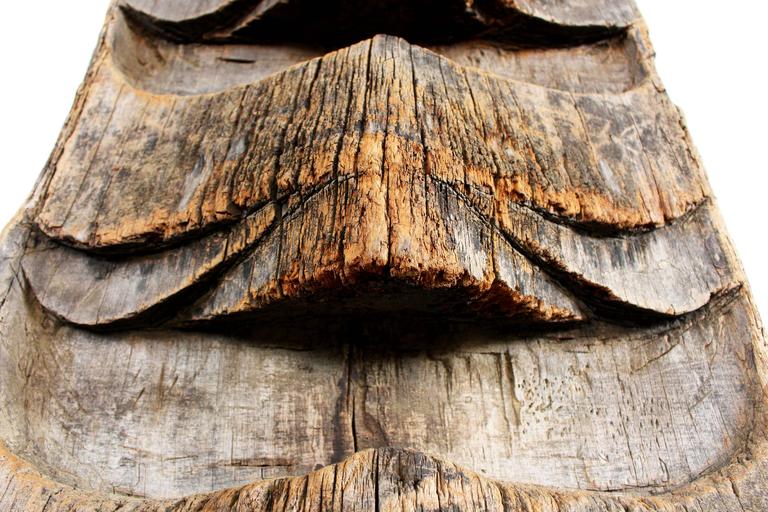 Monumental Morung Carving with Seven Mithun Head Decoration at 1stDibs