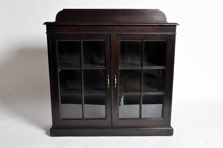 British Colonial Buffet with Glass Pane Doors at 1stDibs