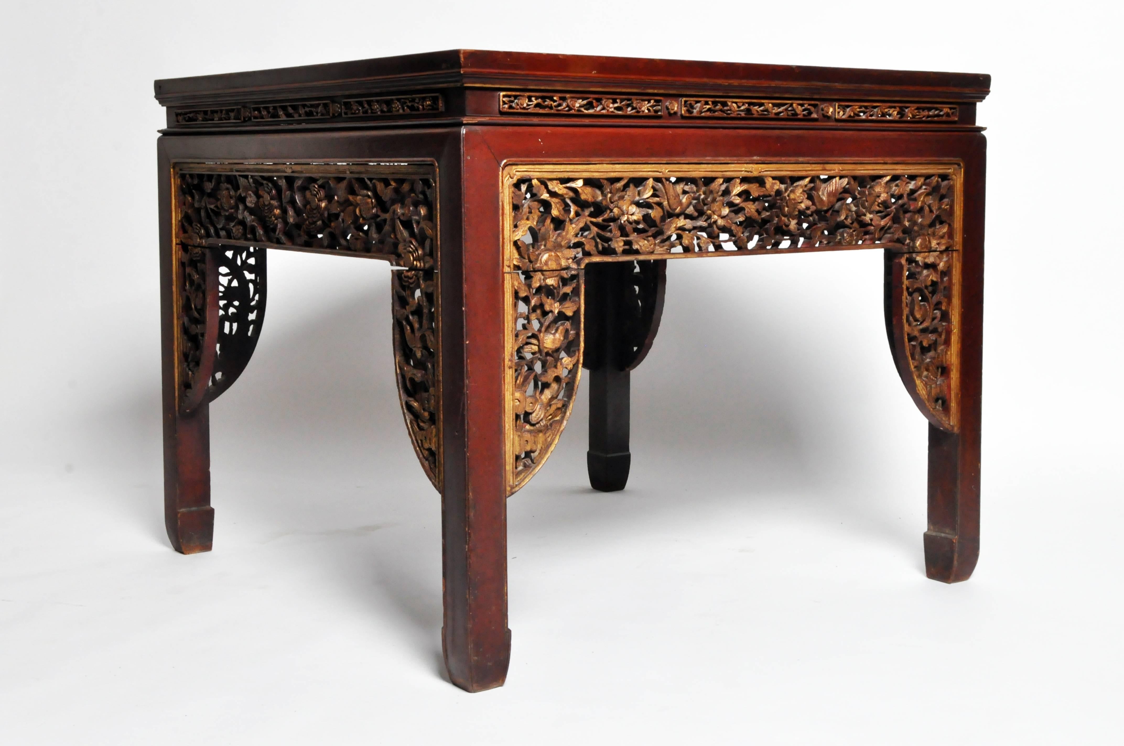 Chinese Hand-Carved Square Table at 1stDibs