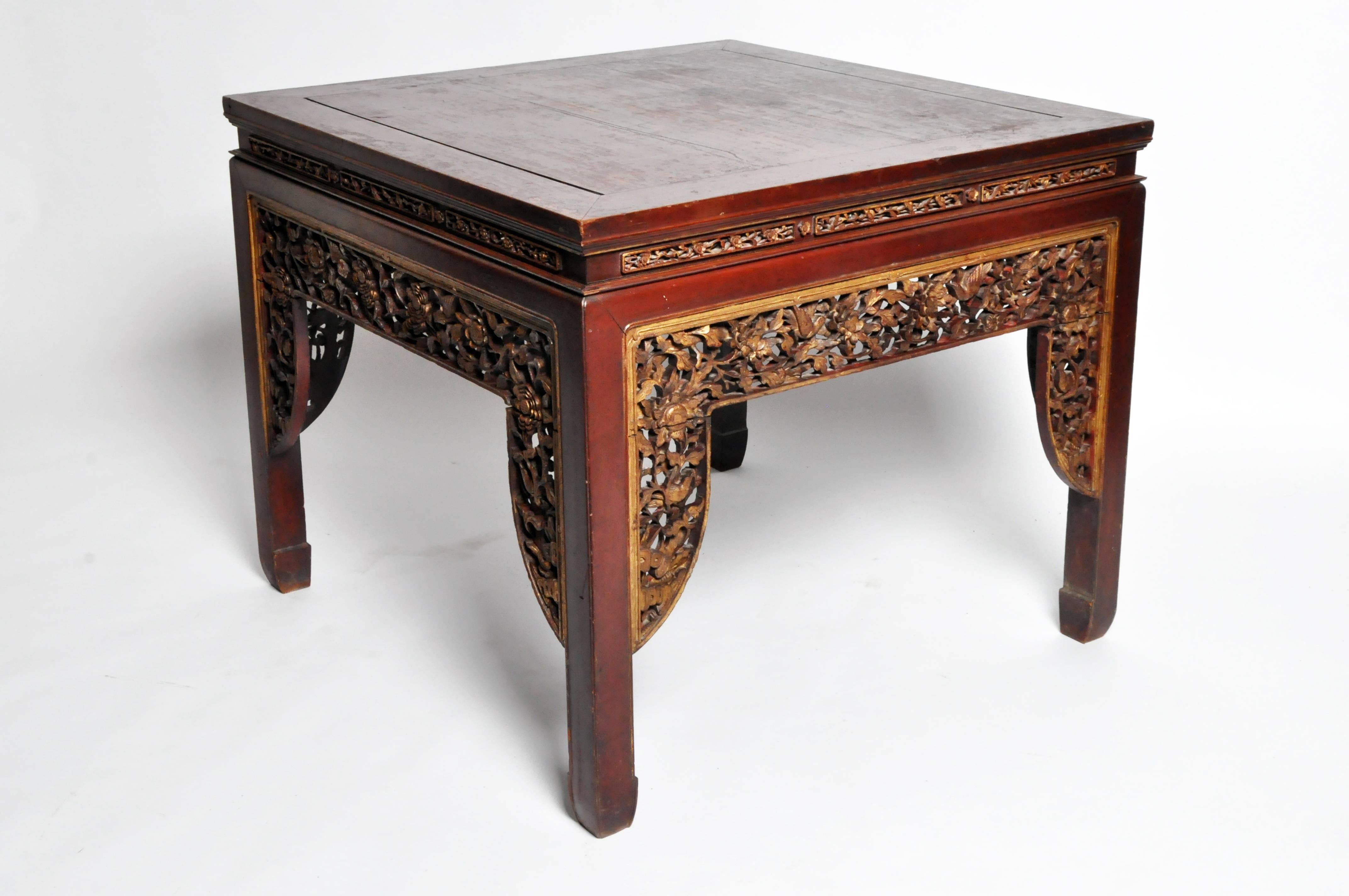 Chinese Hand-Carved Square Table at 1stDibs