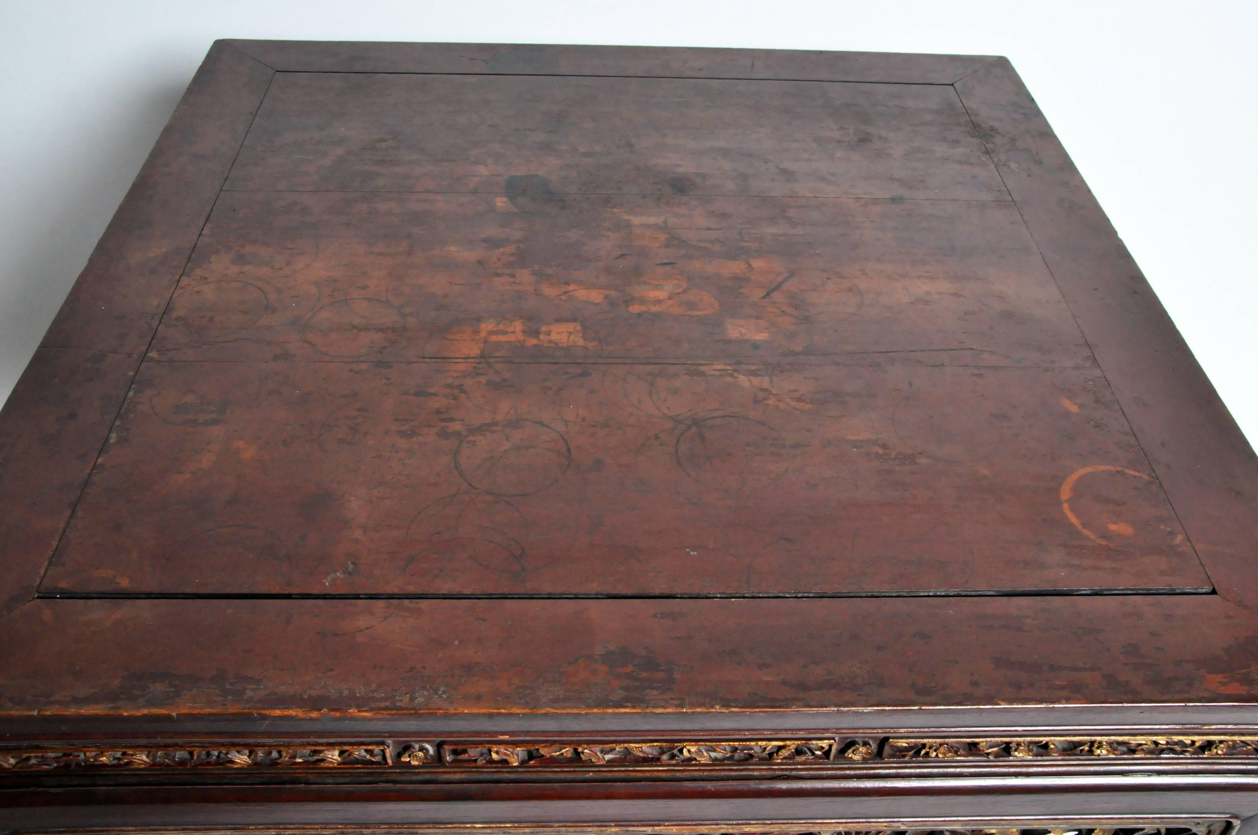 Chinese Hand-Carved Square Table at 1stDibs