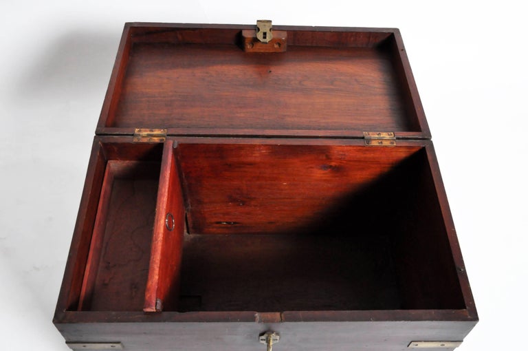 Wooden Storage Box with Brass Trim at 1stDibs