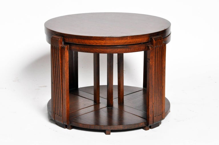 Art Deco Round Coffee Table with Four Nesting Tables at 1stDibs