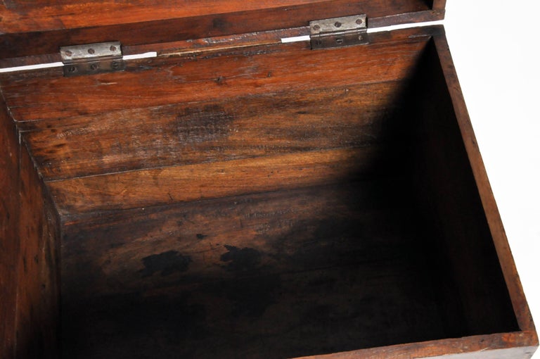 Wooden Storage Box with Metal Trim at 1stDibs