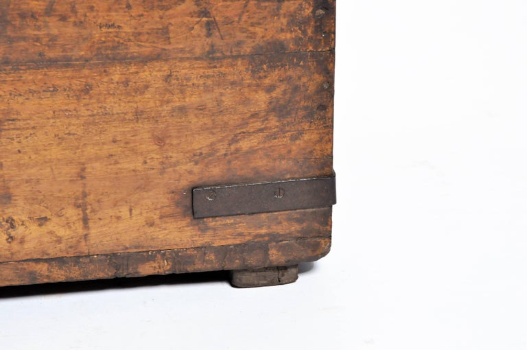 Wooden Storage Box with Metal Trim at 1stDibs