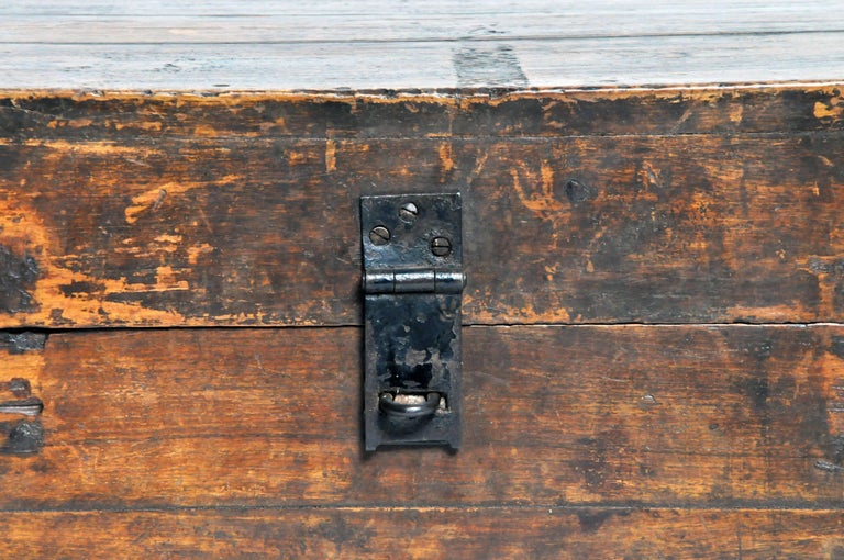 Wooden Storage Box with Metal Trim at 1stDibs