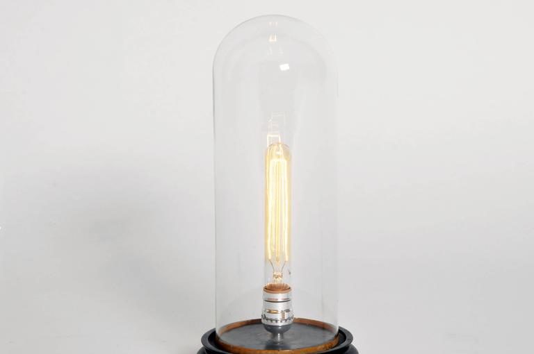 Glass Dome Lights with Wooden Base at 1stDibs