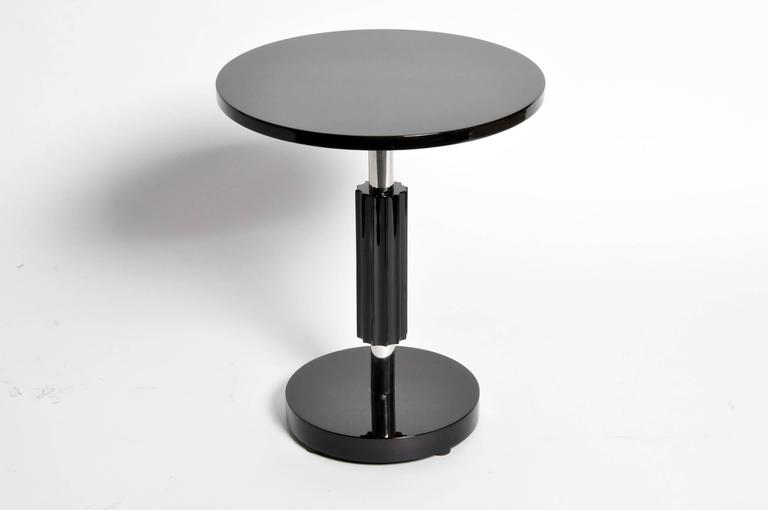 Art Deco Style Round Table with Metal Post at 1stDibs