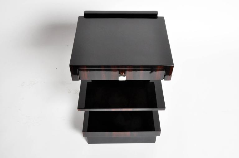 Art Deco Style Square Side Tables with Drawers and Shelf at 1stDibs