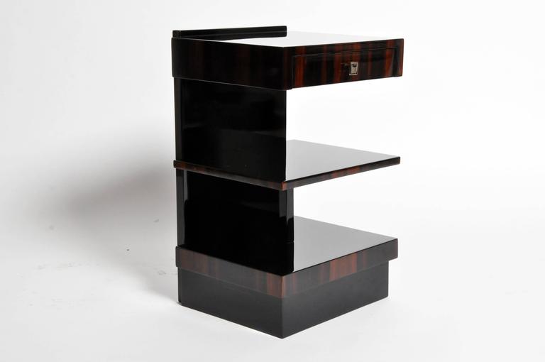 Art Deco Style Square Side Tables with Drawers and Shelf at 1stDibs