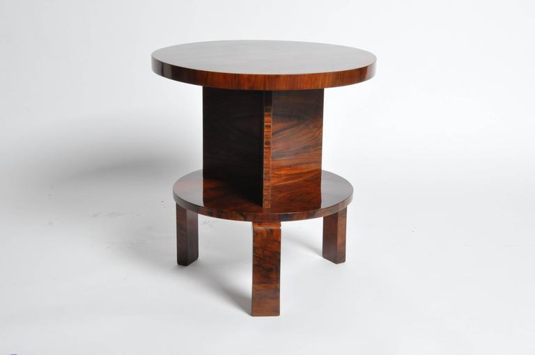 Art Deco Round Table with Shelf at 1stDibs