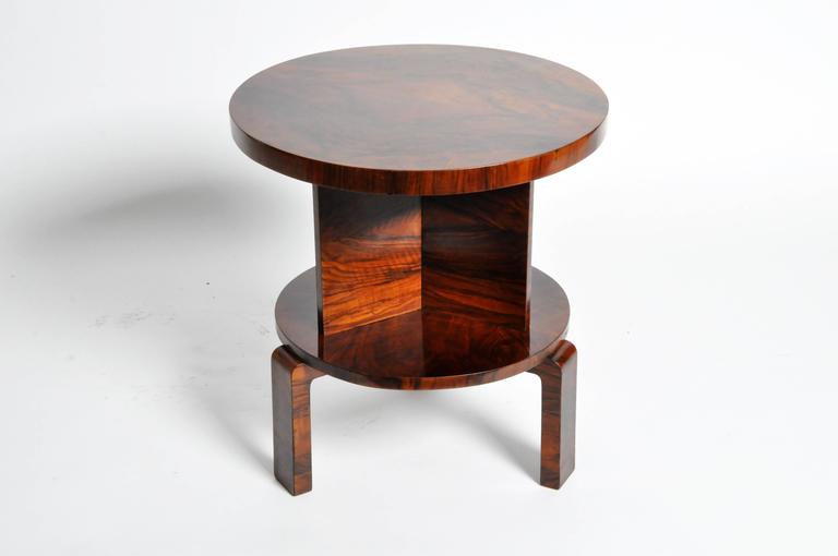 Art Deco Round Table with Shelf at 1stDibs