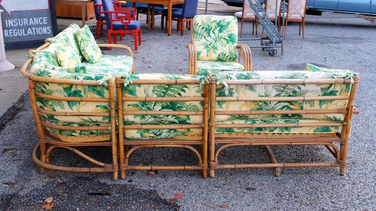 Mid-Century Bamboo Sofa Sectional and Armchair at 1stDibs