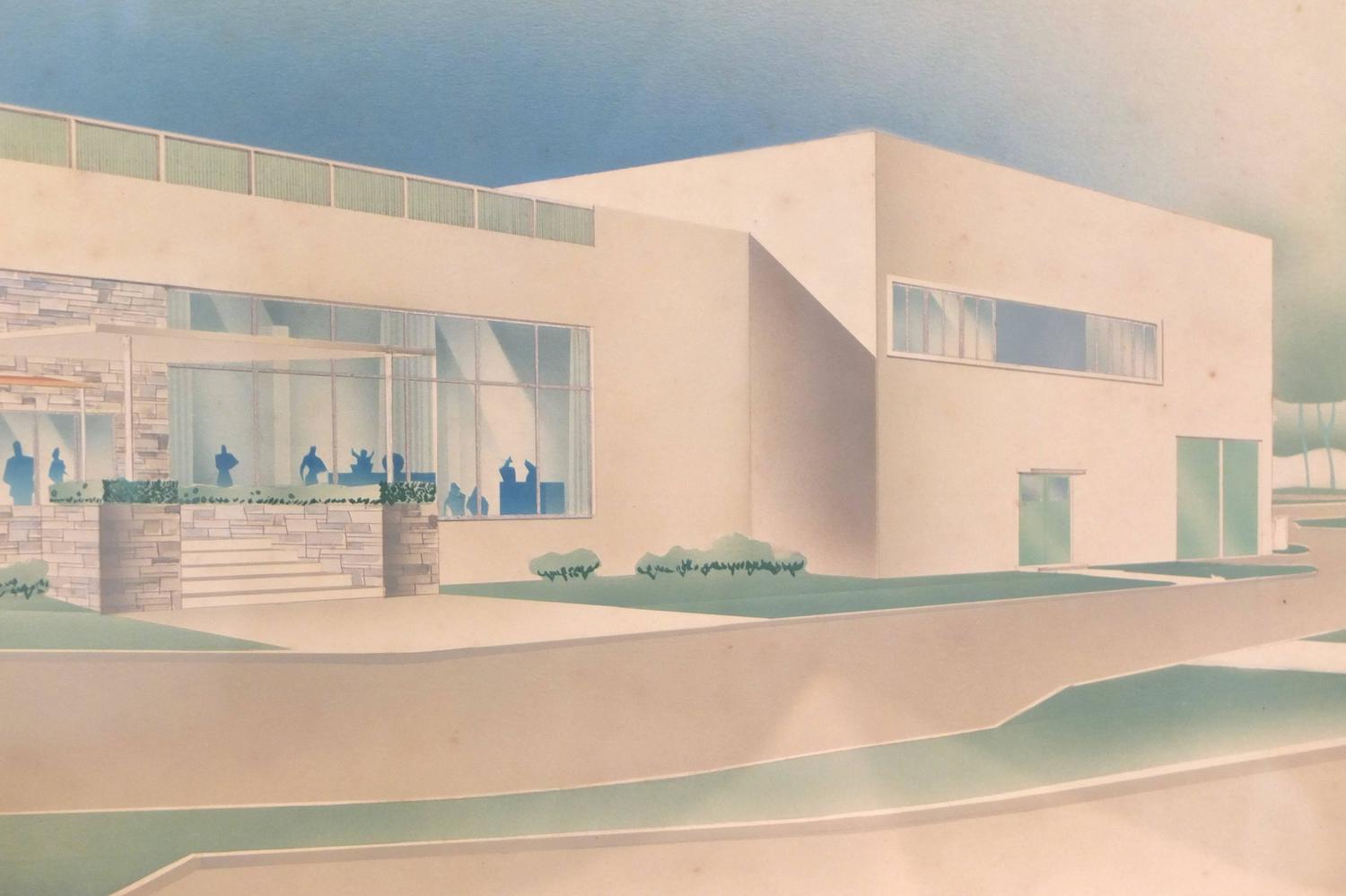 Walter Dorwin Teague Architectural Rendering at 1stdibs