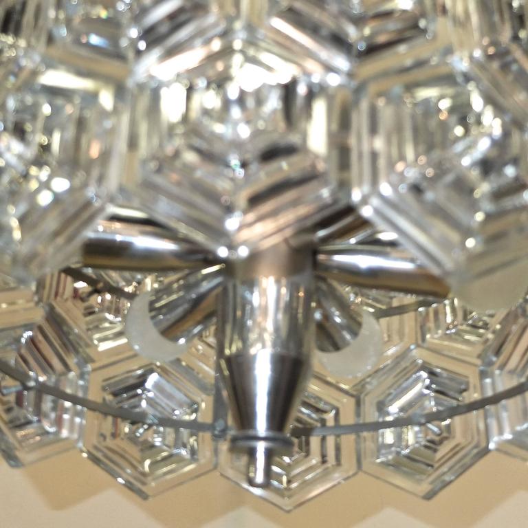 Mid-Century Glass Prisms and Chrome Ceiling Fixture Kinkeldey Era For ...