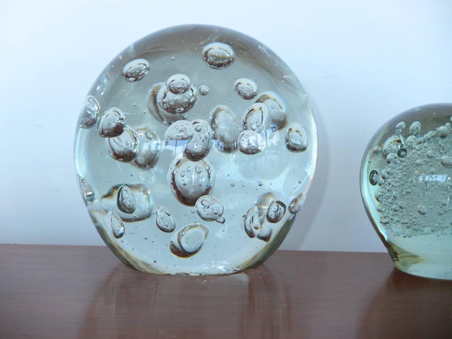 Vintage Glass Ball Paperweights with Controlled Bubble Inclusions For ...