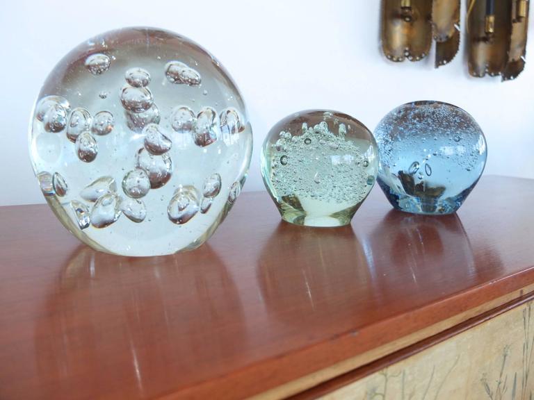 Vintage Glass Ball Paperweights with Controlled Bubble Inclusions For ...