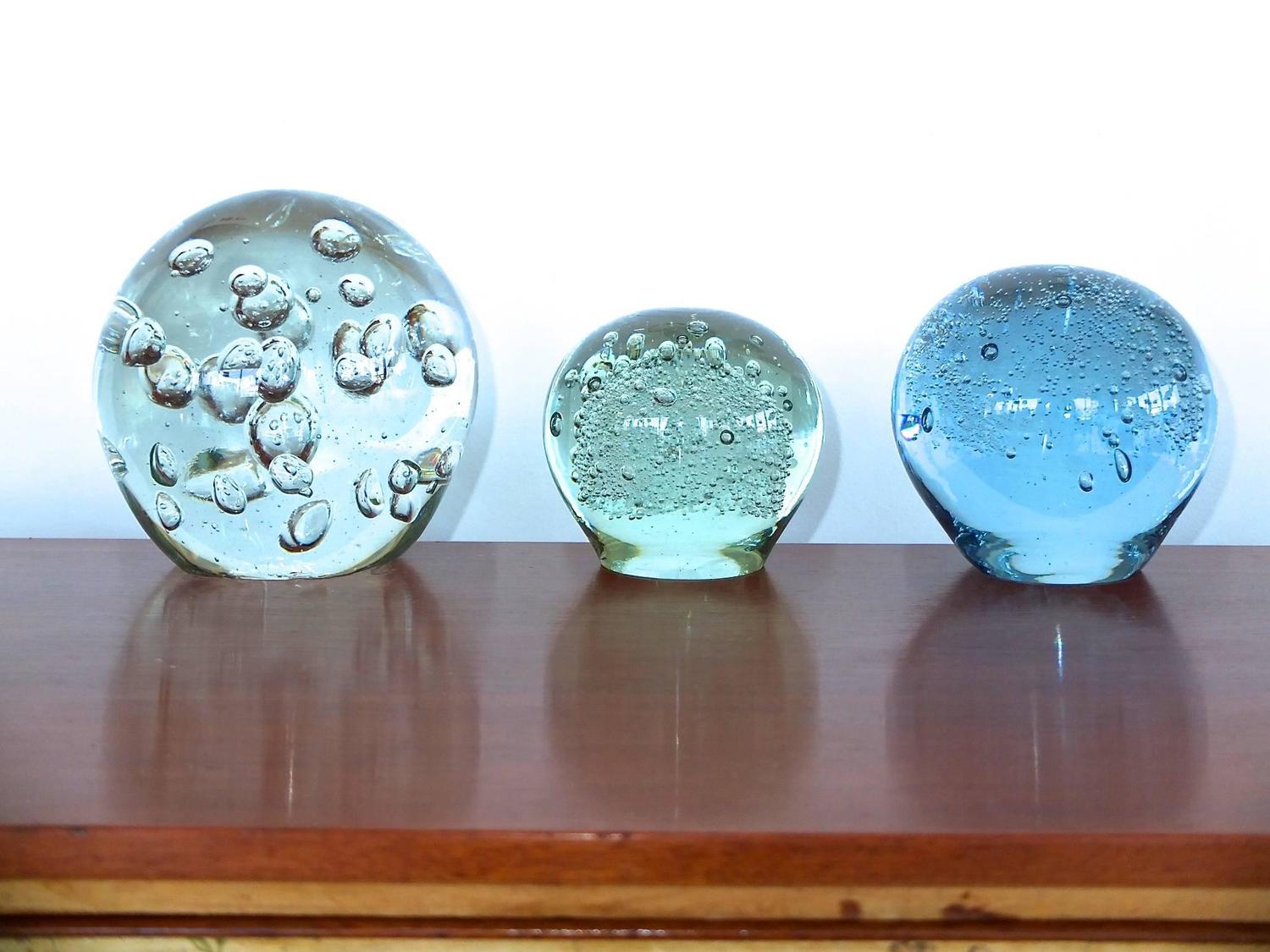 Vintage Glass Ball Paperweights with Controlled Bubble Inclusions For ...