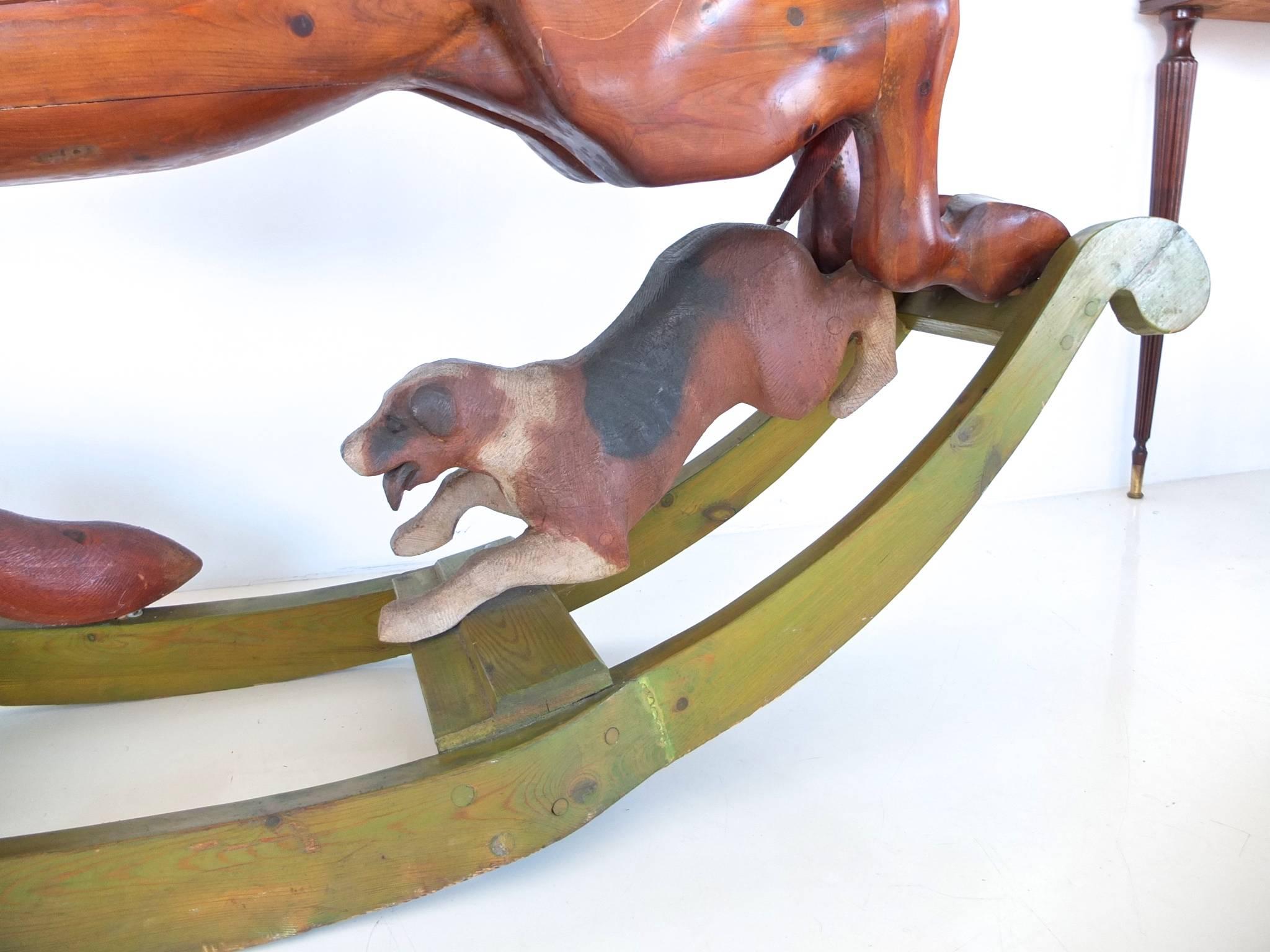 Folk Art Rocking Horse with Fox and Hound by Trevor Wiffen at 1stDibs ...