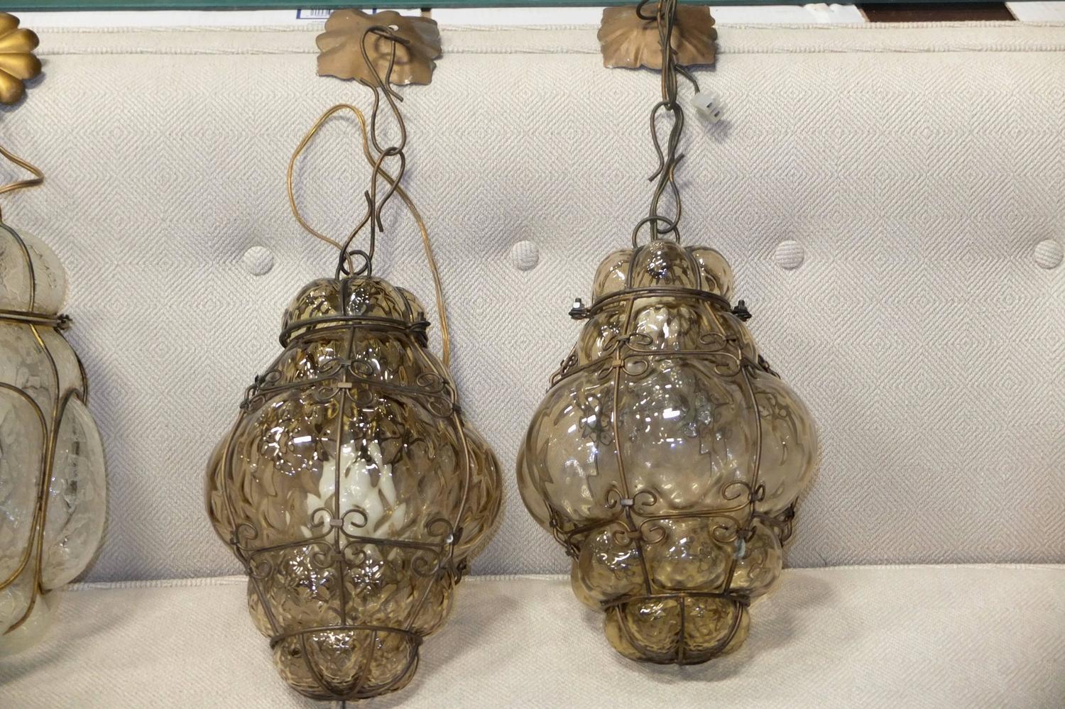 Vintage Murano Bubble Glass Cage Lantern For Sale at 1stdibs