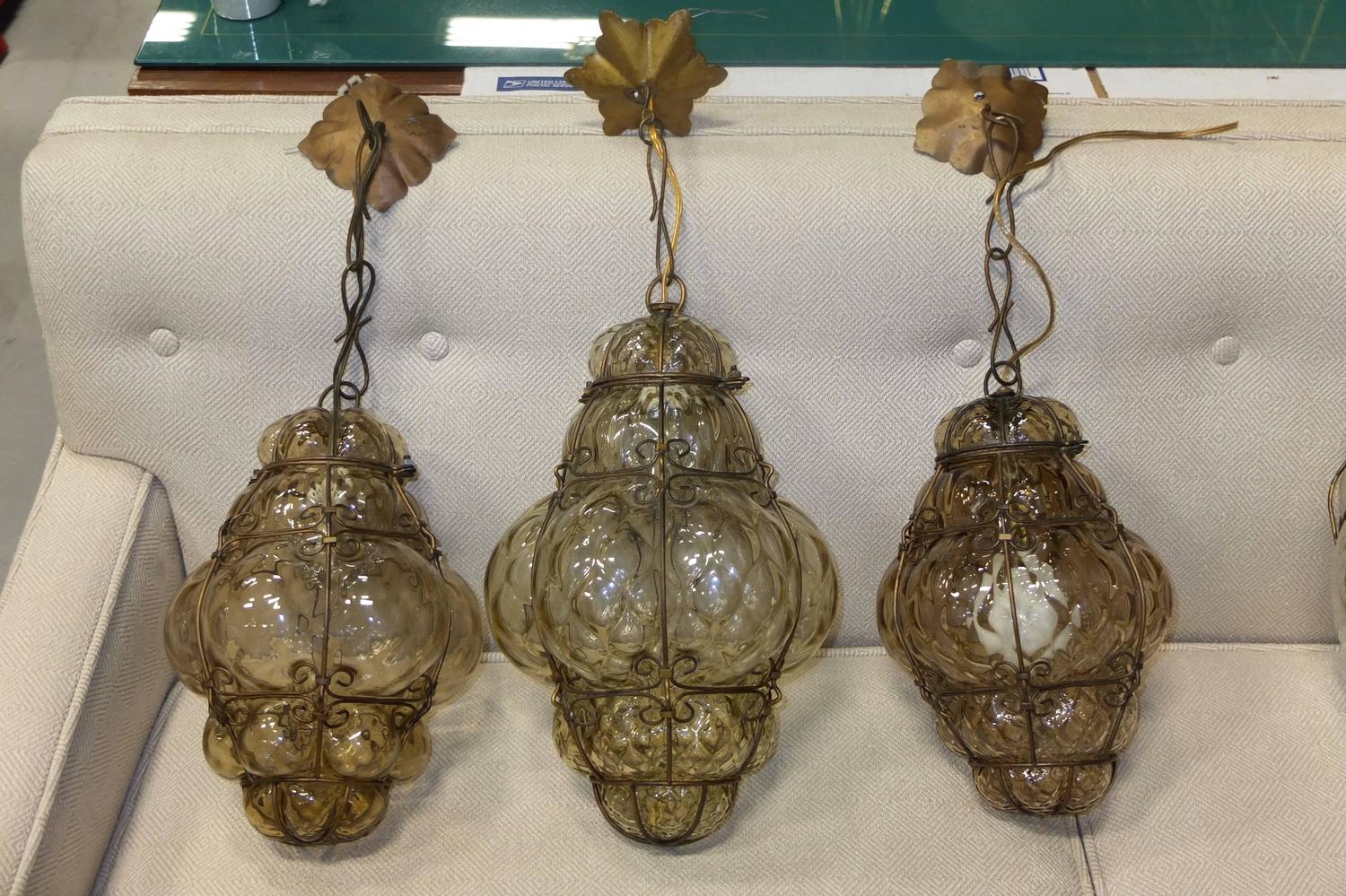 Vintage Murano Bubble Glass Cage Lantern For Sale at 1stdibs