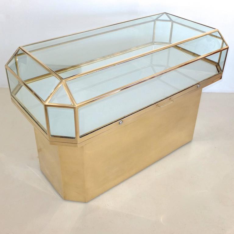 Pair of Solid Brass and Glass Geometric Display Cases at 1stDibs ...