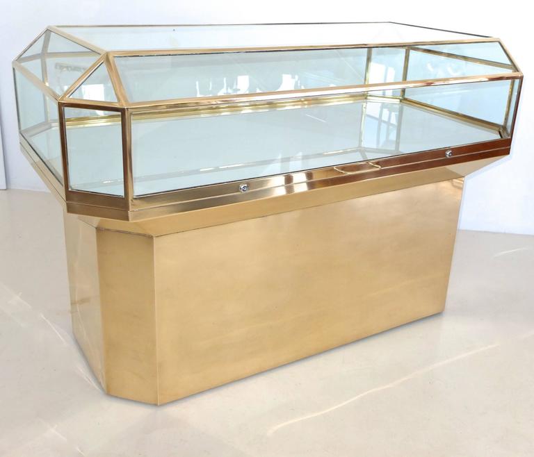 Pair of Solid Brass and Glass Geometric Display Cases at 1stDibs ...