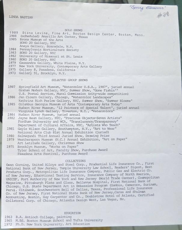 Large-Scale Watercolor "Spring Blossoms" by Linda Bastian For Sale at ...