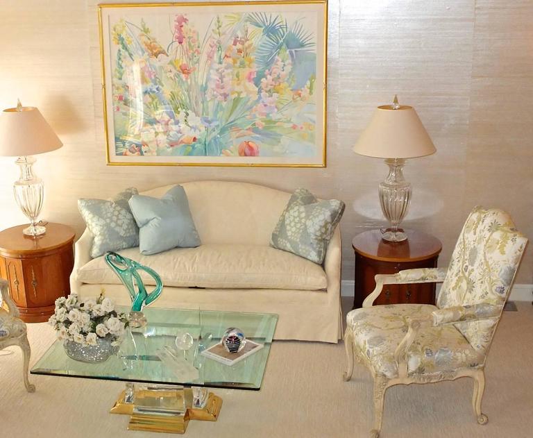 Ivory Silk Damask Sofa by Drexel Heritage For Sale at 1stdibs