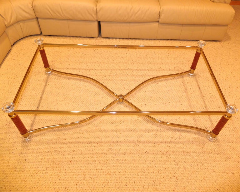 Jasper Stone, Lucite, Brass and Glass Top Cocktail Table For Sale at ...