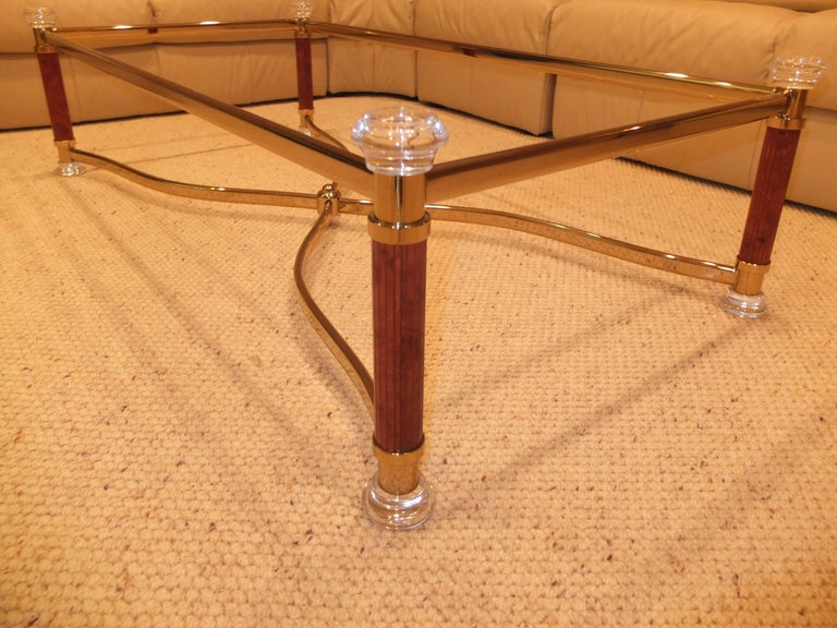 Jasper Stone, Lucite, Brass and Glass Top Cocktail Table For Sale at ...