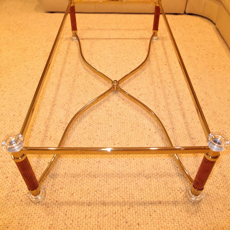 Jasper Stone, Lucite, Brass and Glass Top Cocktail Table For Sale at ...
