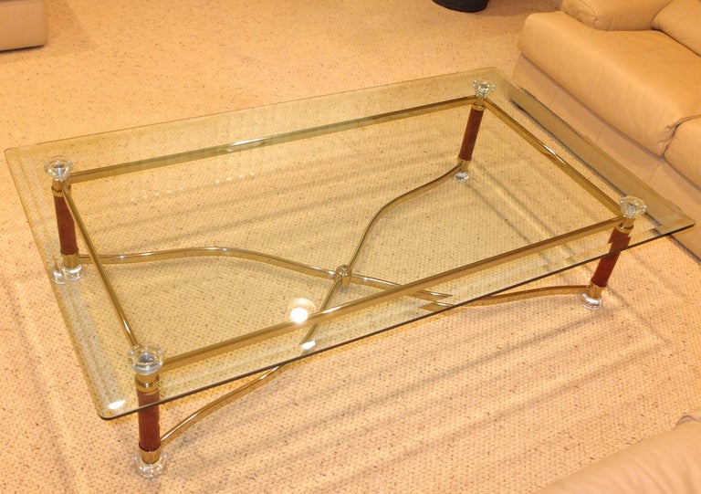 Jasper Stone, Lucite, Brass and Glass Top Cocktail Table For Sale at ...