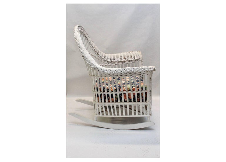 Wicker Rocking Chair in White at 1stDibs
