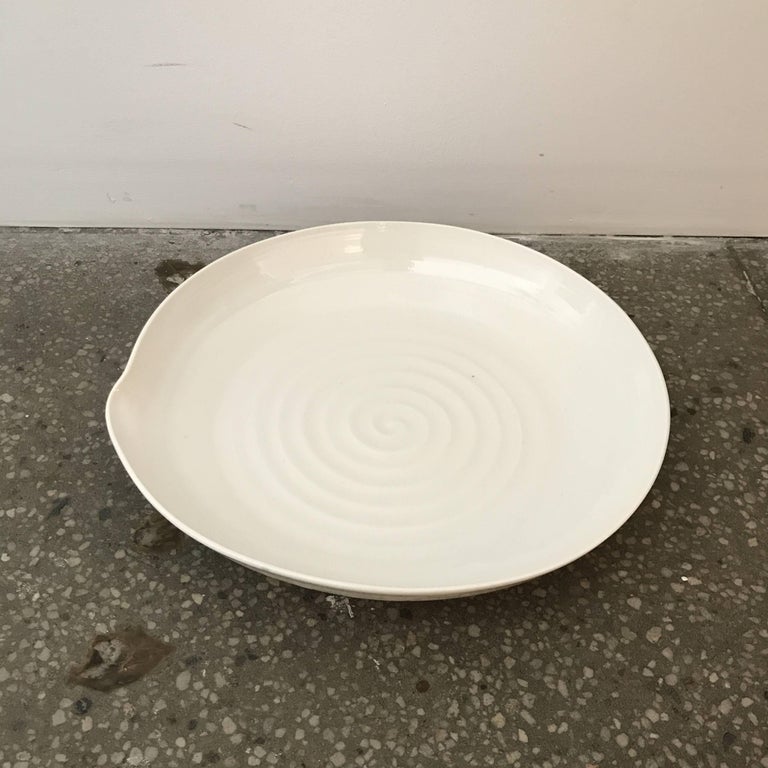 Hand-Thrown Israeli Artisan Shallow Studio Pottery Bowl For Sale at 1stDibs