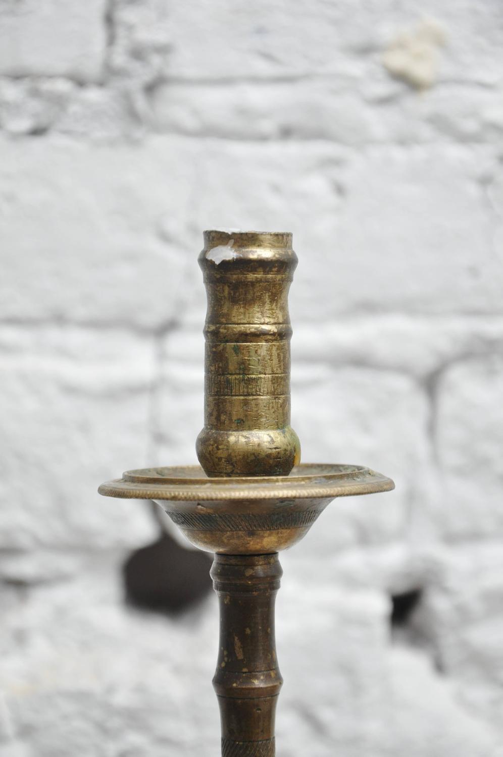 19th Century Byzantine Style Roman Brass Candle Holders For Sale at 1stdibs