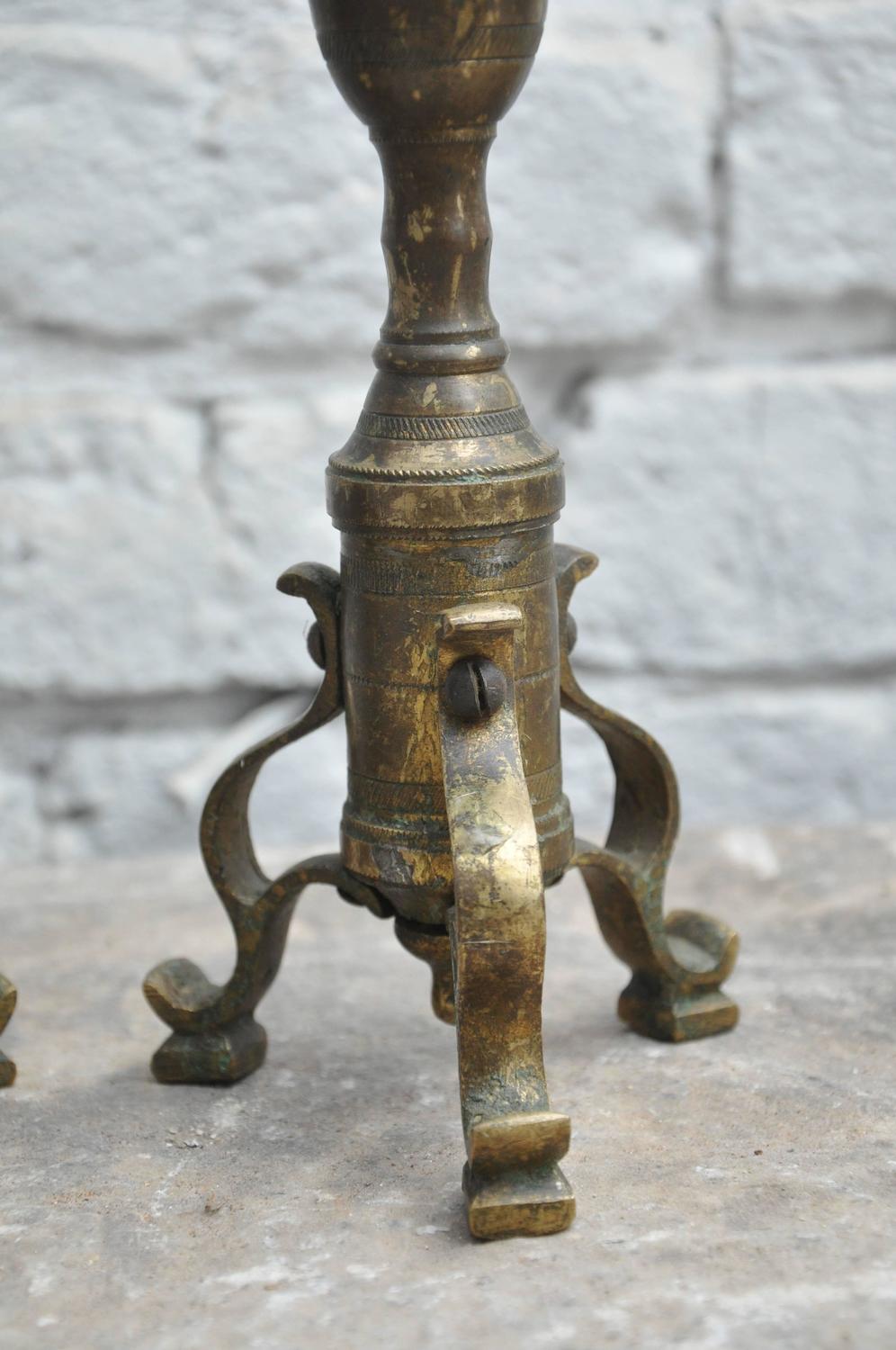 19th Century Byzantine Style Roman Brass Candle Holders For Sale at 1stdibs