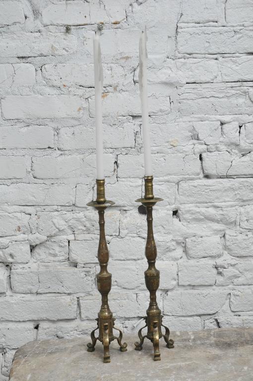 19th Century Byzantine Style Roman Brass Candle Holders at 1stDibs