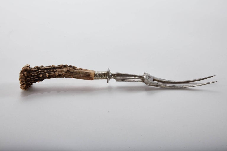 18th Century Authentic Bavarian Antler / Bone Carving Serving Fork For Sale at 1stDibs