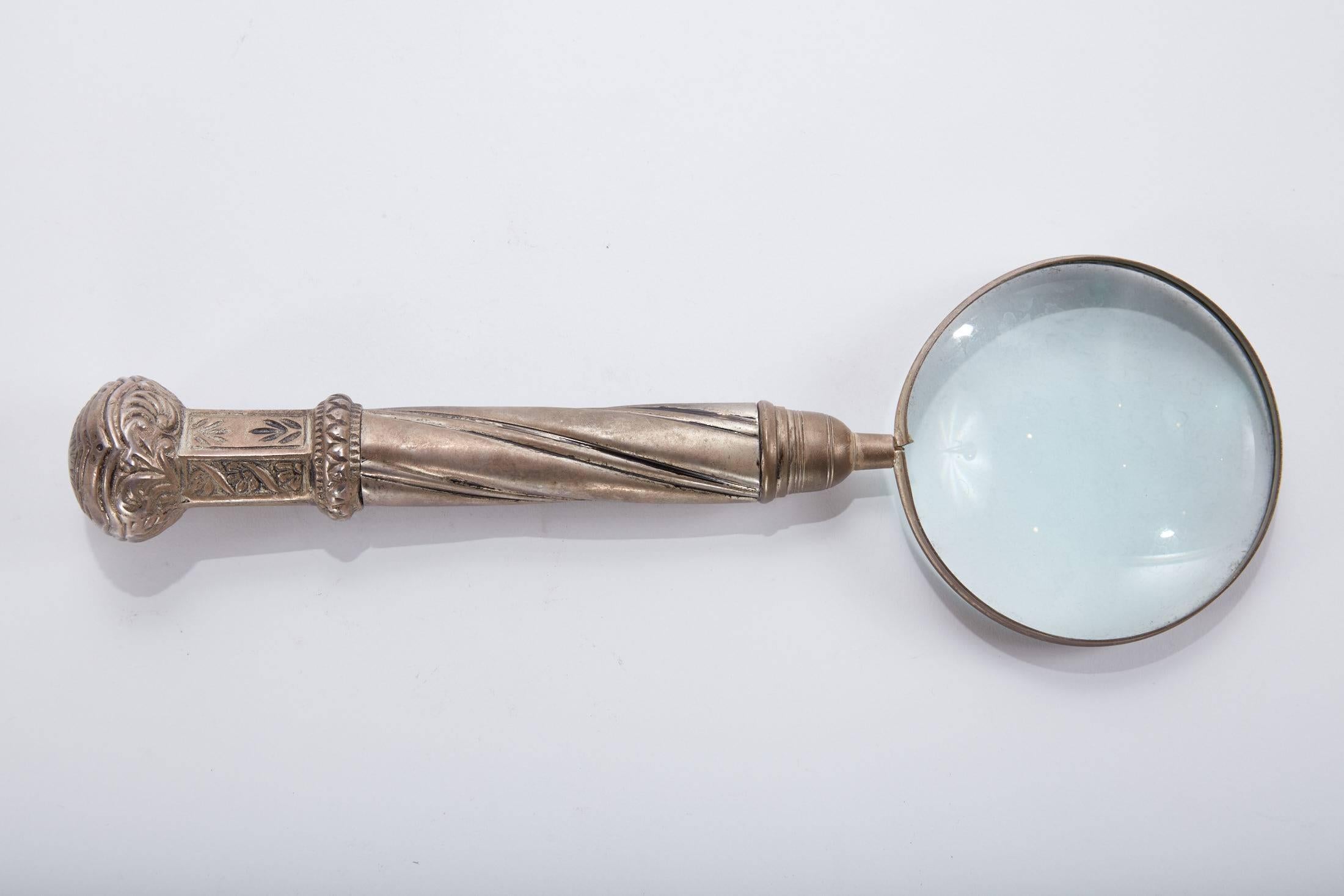 Early 20th Century French Magnifying Glass with Ornate Pewter Handle at ...