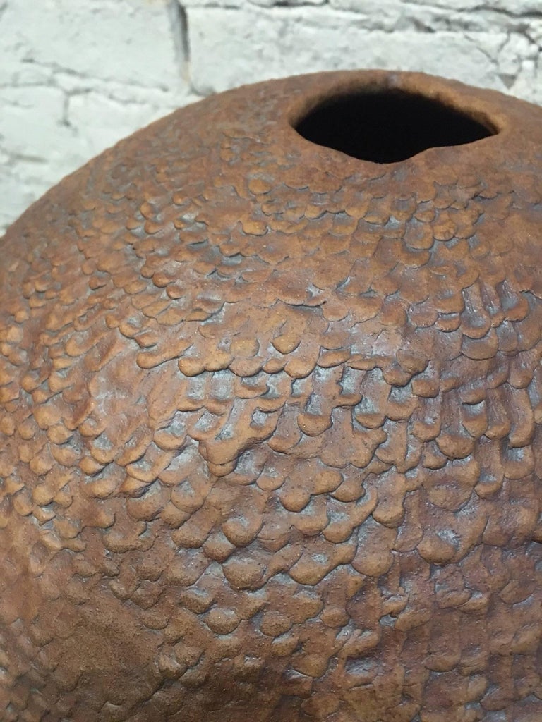 21st Century Textural Rust Colored Ceramic/Pottery by Joanne Trestrail ...