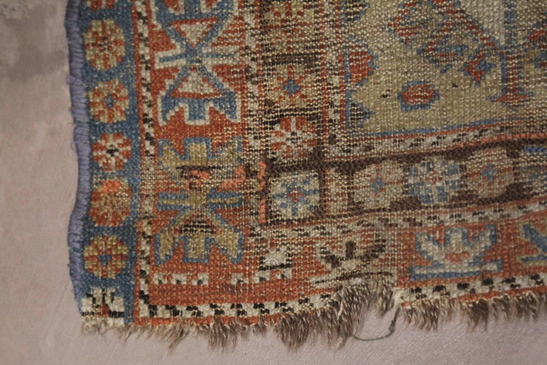Late 19th Century 'Super Worn' Antique Caucasian Rug For Sale at 1stDibs