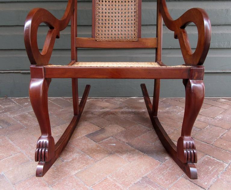 Early 19th Century Caribbean Regency Mahogany and Cane Rocking Chair ...
