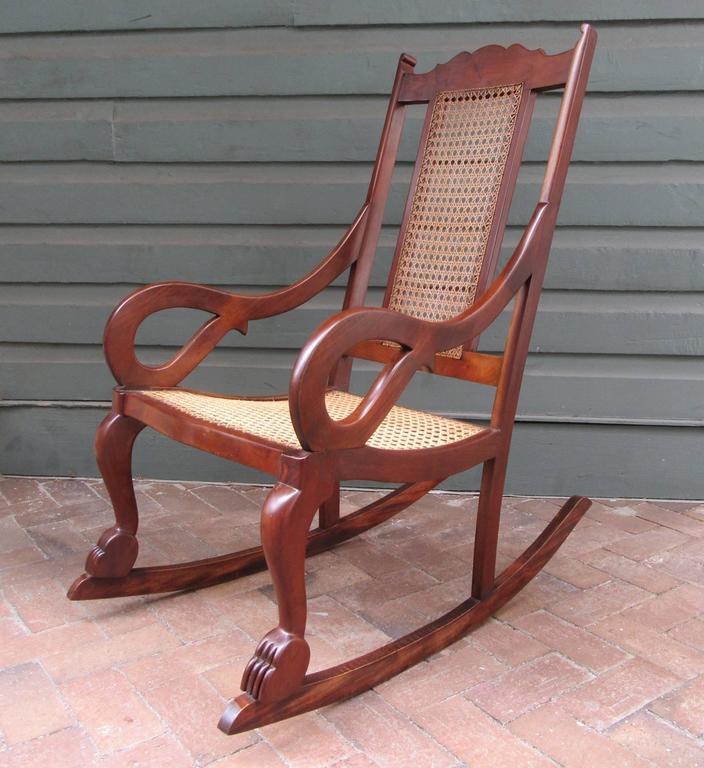 Early 19th Century Caribbean Regency Mahogany and Cane Rocking Chair ...