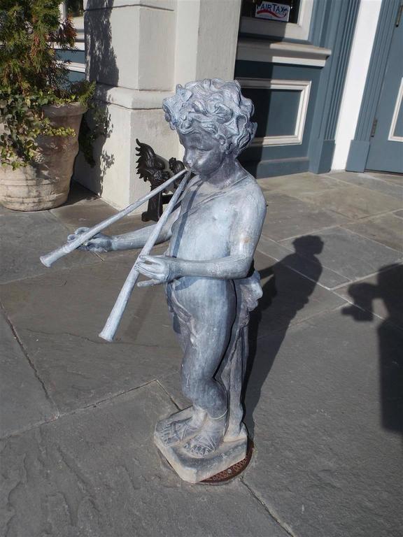 English Lead Figural Statue of Pan with Flutes, Circa 1880 at 1stDibs