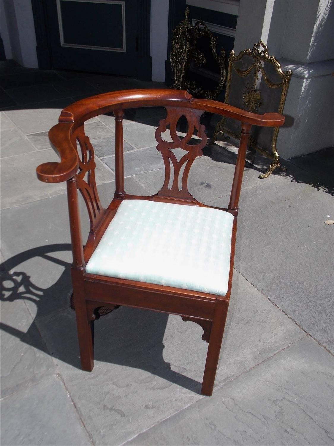 American Georgian Walnut Upholstered Corner Chair, Circa 1770 For Sale ...